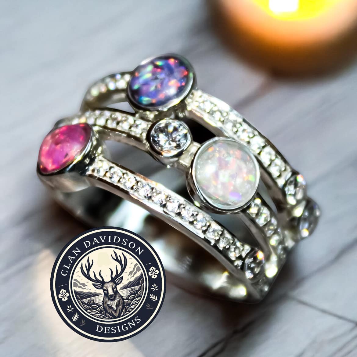 Sterling Silver CZ 3 Stone Bubble Ring – Clan Davidson Designs